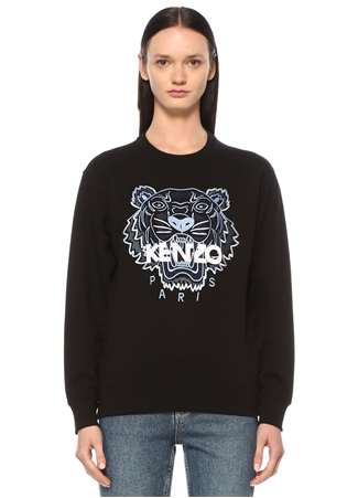 Kenzo Kadın Siyah Kaplan Detaylı Logolu Sweatshirt XS EU Kenzo Kadın Siyah Kaplan Detaylı Logolu Sweatshirt XS EU