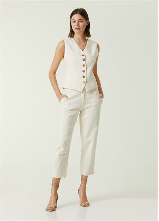 Muse For All Kadın Carla Beyaz Yün Pantolon Bej 36 EU