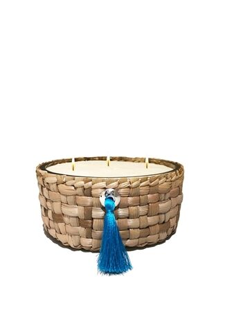 Hiref Kahverengi Yuvarlak Formlu Hasır Mumluk