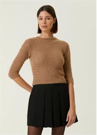 Red Valentino Kadın Camel Bisiklet Yaka Kazak Kahverengi XS EU