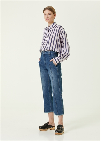 Etoile Isabel Marant Kadın Tricia Mavi Crop Jean Pantolon 36 FR Etoile Isabel Marant Kadın Tricia Mavi Crop Jean Pantolon 36 FR