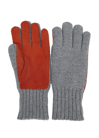Mazzoleni Gloves Erkek Gri Turuncu Kaşmir Eldiven M EU Mazzoleni Gloves Erkek Gri Turuncu Kaşmir Eldiven M EU