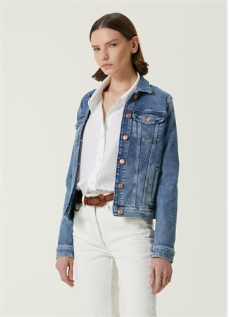 7 For All Mankind Kadın Mavi Jean Ceket S EU