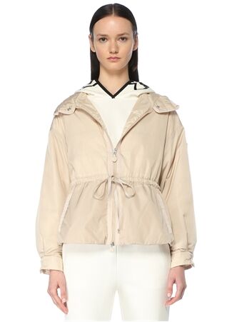 Moncler Kadın Meretz Bej Kapüşonlu Beli Büzgülü Mont 3 US