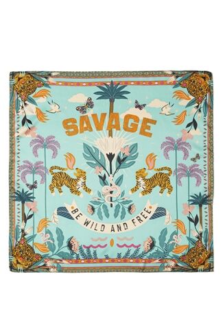 Wild Kadın Turkuaz Desenli Fular Turuncu EU Wild Kadın Turkuaz Desenli Fular Turuncu EU