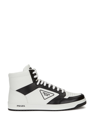 Prada Erkek Siyah Beyaz Logo Detaylı Deri Sneaker 6.5 UK Prada Erkek Siyah Beyaz Logo Detaylı Deri Sneaker 6.5 UK