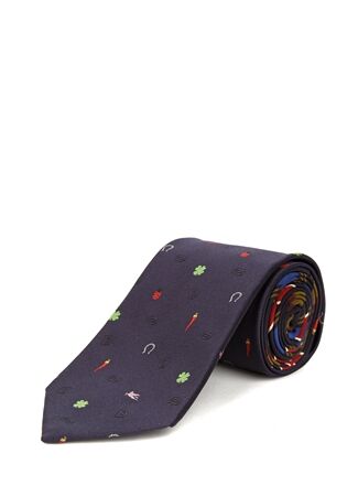 Etro Erkek Lacivert Mikro Desenli İpek Kravat EU
