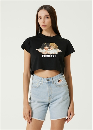 FIORUCCI Kadın Angels Siyah Baskılı Crop T-shirt S EU FIORUCCI Kadın Angels Siyah Baskılı Crop T-shirt S EU