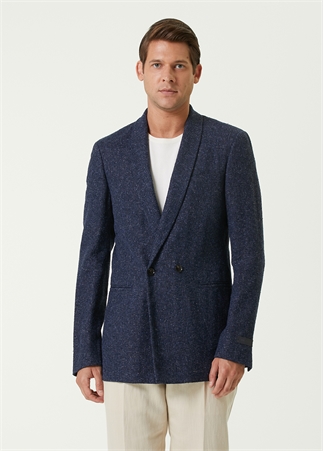 Pal Zileri Erkek Lacivert Şal Yaka Tweed Dokulu Kareli Keten Ceket 48 IT Pal Zileri Erkek Lacivert Şal Yaka Tweed Dokulu Kareli Keten Ceket 48 IT