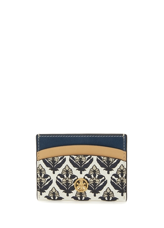 Tory Burch Kadın Lacivert Desenli Deri Kartlık EU Tory Burch Kadın Lacivert Desenli Deri Kartlık EU