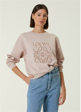 Loewe Kadın Somon Bisiklet Yaka Logolu Sweatshirt Pembe S EU Loewe Kadın Somon Bisiklet Yaka Logolu Sweatshirt Pembe S EU