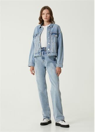 Allsaints Kadın Mavi Trok Detaylı Denim Ceket 0 UK