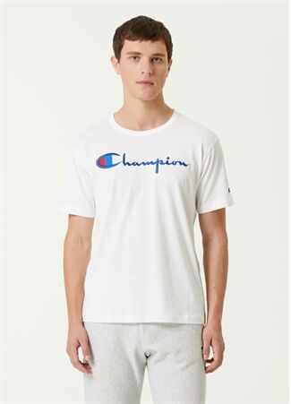 Champion Erkek Beyaz Logolu T-shirt S EU
