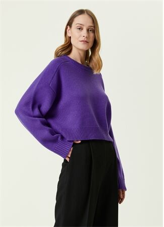 Loulou Studio Kadın Bruzzi Mor Bisiklet Yaka Yün Kazak S EU