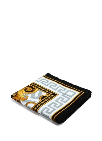 Versace Beyaz Gri Logo Desenli Banyo Havlusu