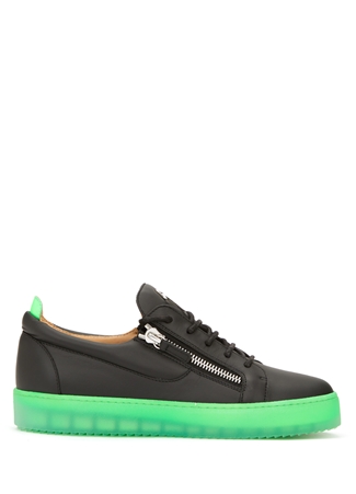 Giuseppe Zanotti Erkek Siyah Yeşil Deri Sneaker 42 EU