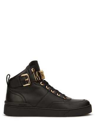 Moschino Kadın Siyah Gold Logolu Deri Sneaker 36 EU Moschino Kadın Siyah Gold Logolu Deri Sneaker 36 EU