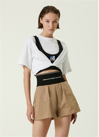 T by Alexander Wang Kadın Siyah Beyaz Düğüm Detaylı Crop T-shirt S EU T by Alexander Wang Kadın Siyah Beyaz Düğüm Detaylı Crop T-shirt S EU