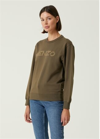 Kenzo Kadın Haki Logo Baskılı Sweatshirt S EU