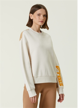 Stella McCartney Kadın Beyaz Camel Bloklu Sweatshirt 38 IT Stella McCartney Kadın Beyaz Camel Bloklu Sweatshirt 38 IT