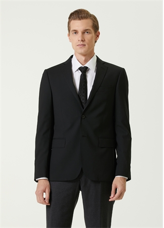 Pal Zileri Erkek Siyah Pötikare Desenli Ceket 44 IT