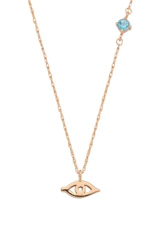 Bee Goddess Kadın Joy Göz Formlu Altın Rengi Kolye Pembe EU