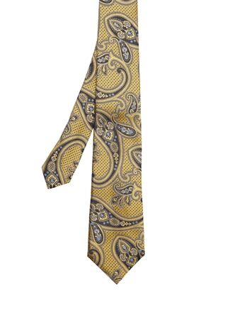 Canali Erkek Sarı Şal Desenli İpek Kravat EU
