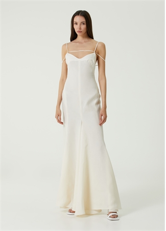 Jacquemus Kadın Açık Bej Sırt Detaylı Maksi Keten Abiye Elbise 38 FR Jacquemus Kadın Açık Bej Sırt Detaylı Maksi Keten Abiye Elbise 38 FR