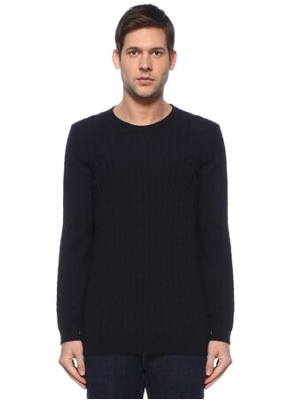 Hemington Erkek Wilfred Lacivert Saç Örgü Dokulu Yün Kazak L EU