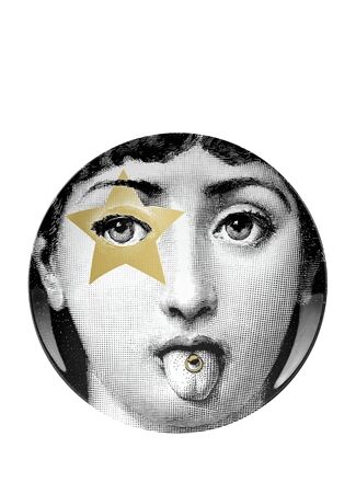 Fornasetti Tema e Variazioni no 381 Porselen Dekoratif Tabak Siyah
