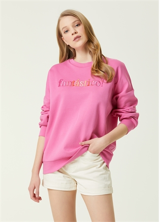 Beymen Club Kadın Pembe Bisiklet Yaka Nakışlı Sweatshirt S