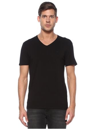 Kaiba Erkek Siyah V Yaka Basic T-shirt M EU