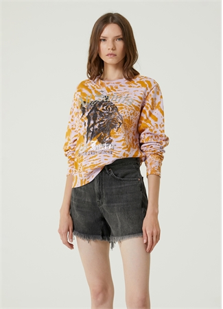 Allsaints Kadın Forever Tiger Pembe Desenli Sweatshirt M EU Allsaints Kadın Forever Tiger Pembe Desenli Sweatshirt M EU