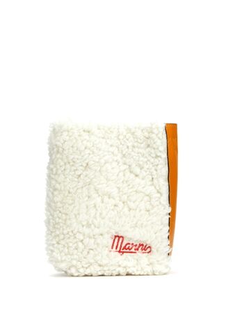 Marni Kadın Bej Logo Nakışlı Yün Omuz Çantası EU Marni Kadın Bej Logo Nakışlı Yün Omuz Çantası EU