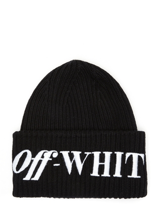 Off-White Kadın Siyah Kontrast Logolu Yün Bere EU Off-White Kadın Siyah Kontrast Logolu Yün Bere EU