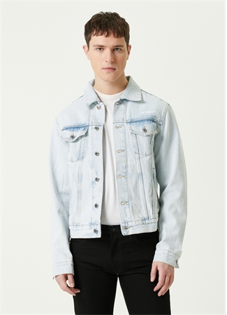 Off-White Erkek Mavi Logo Detaylı Denim Ceket M EU Off-White Erkek Mavi Logo Detaylı Denim Ceket M EU