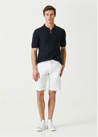 Kiton Erkek Beyaz Kargo Keten Bermuda 3 US Kiton Erkek Beyaz Kargo Keten Bermuda 3 US