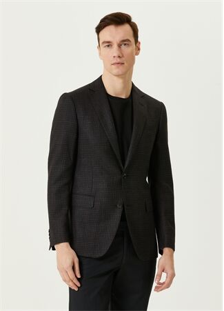 Pal Zileri Erkek Siyah Pötikare Desenli Yün Ceket 48 IT