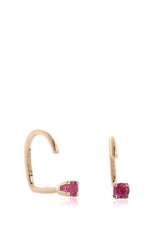 Collection-Pimiento Kadın Pembe Taş Detaylı Altın Rengi Tek Küpe EU