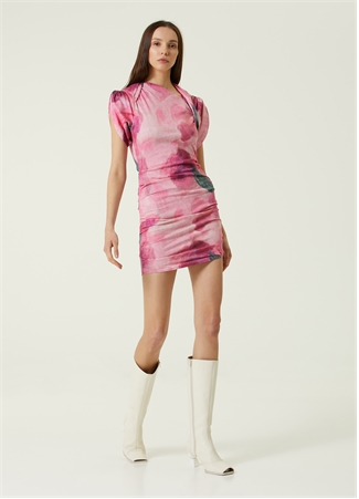 Isabel Marant Kadın Sibara Pembe Desenli Mini Jersey Elbise 36 FR Isabel Marant Kadın Sibara Pembe Desenli Mini Jersey Elbise 36 FR