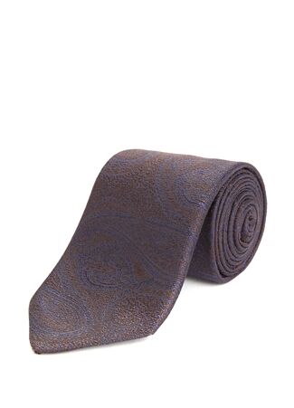 Beymen Collection Erkek Kahverengi Şal Desenli İpek Kravat EU IT