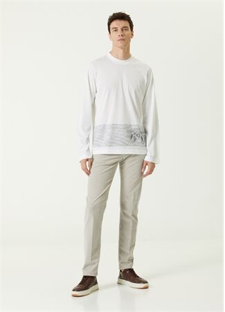 Kiton Erkek Beyaz Dar Paça Pantolon 34 US