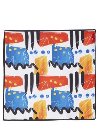 Beymen Kadın Beyaz Mavi Karışık Desenli Fular EU