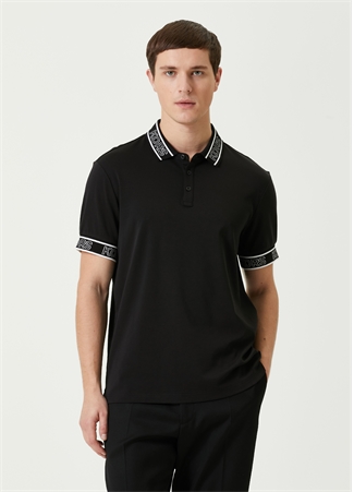 Michael Kors Erkek Siyah Polo Yaka Logo Bantlı T-shirt L EU