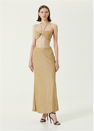 In the Mood for Love Kadın Boyd Gold İşlemeli Maksi Abiye Etek Kahverengi S EU In the Mood for Love Kadın Boyd Gold İşlemeli Maksi Abiye Etek Kahverengi S EU