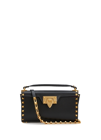 Valentino Garavani Kadın Siyah Gold Deri Çanta EU