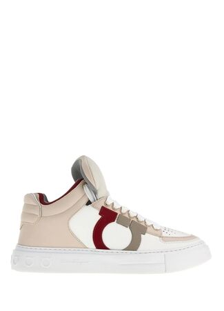 Salvatore Ferragamo Erkek High Top Beyaz Sneaker Kırmızı 0.5 UK