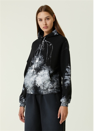 Balenciaga Kadın Siyah Beyaz Kapüşonlu Desenli Sweatshirt S EU Balenciaga Kadın Siyah Beyaz Kapüşonlu Desenli Sweatshirt S EU