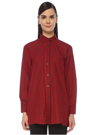 Red Valentino Kadın Kırmızı Siyah Pötikareli Gömlek 42 IT