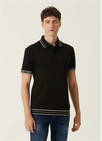 Lacoste Erkek Siyah Polo Yaka Logo Şeritli T-shirt S EU